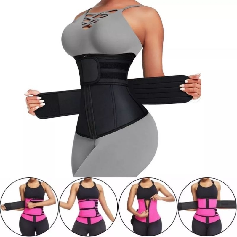 Cinta Modeladora feminina queima emagrecesora modela cintura com ziper ...