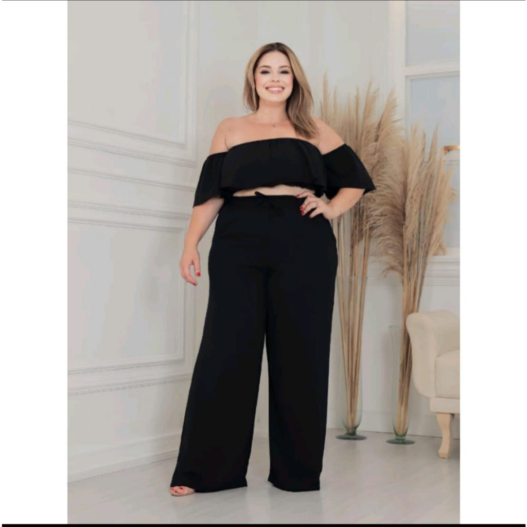 Calça Plus Size Pantalona Duna | Shopee Brasil