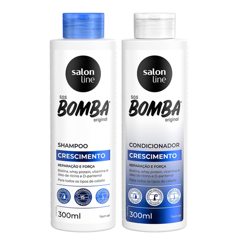 Kit Shampoo e Condicionador S.O.S Bomba Crescimento Salon Line 300ml ...