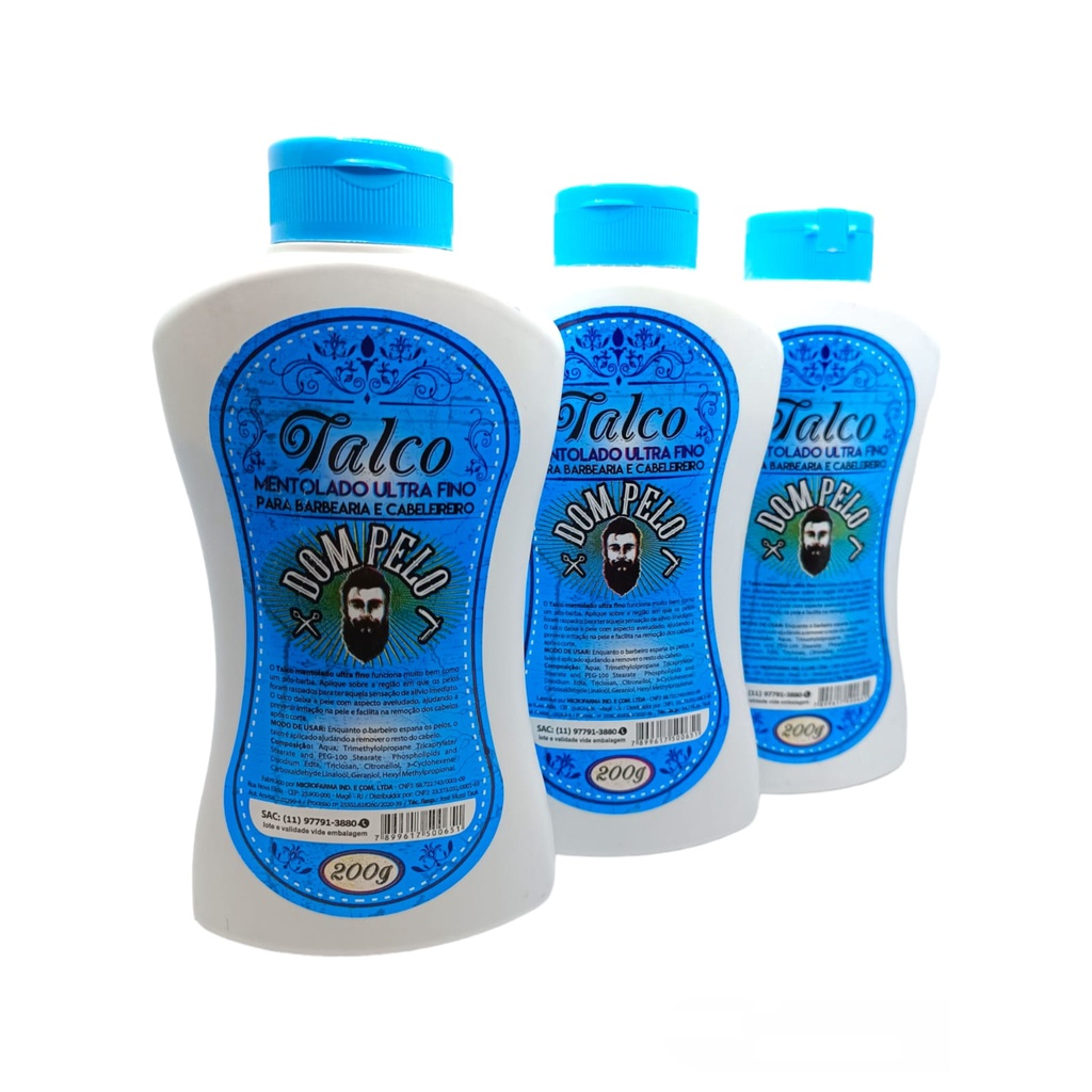 Kit 3 Talco Mentolado Dom Pelo 200g Barbeiro Profissional Refinado ...