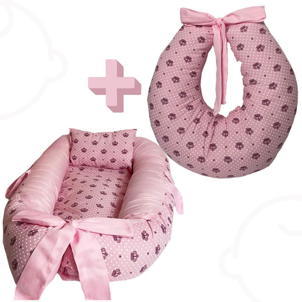 Ninho Redutor de Berço com Almofada Amamentação COMPLETO Bebê Menina ...