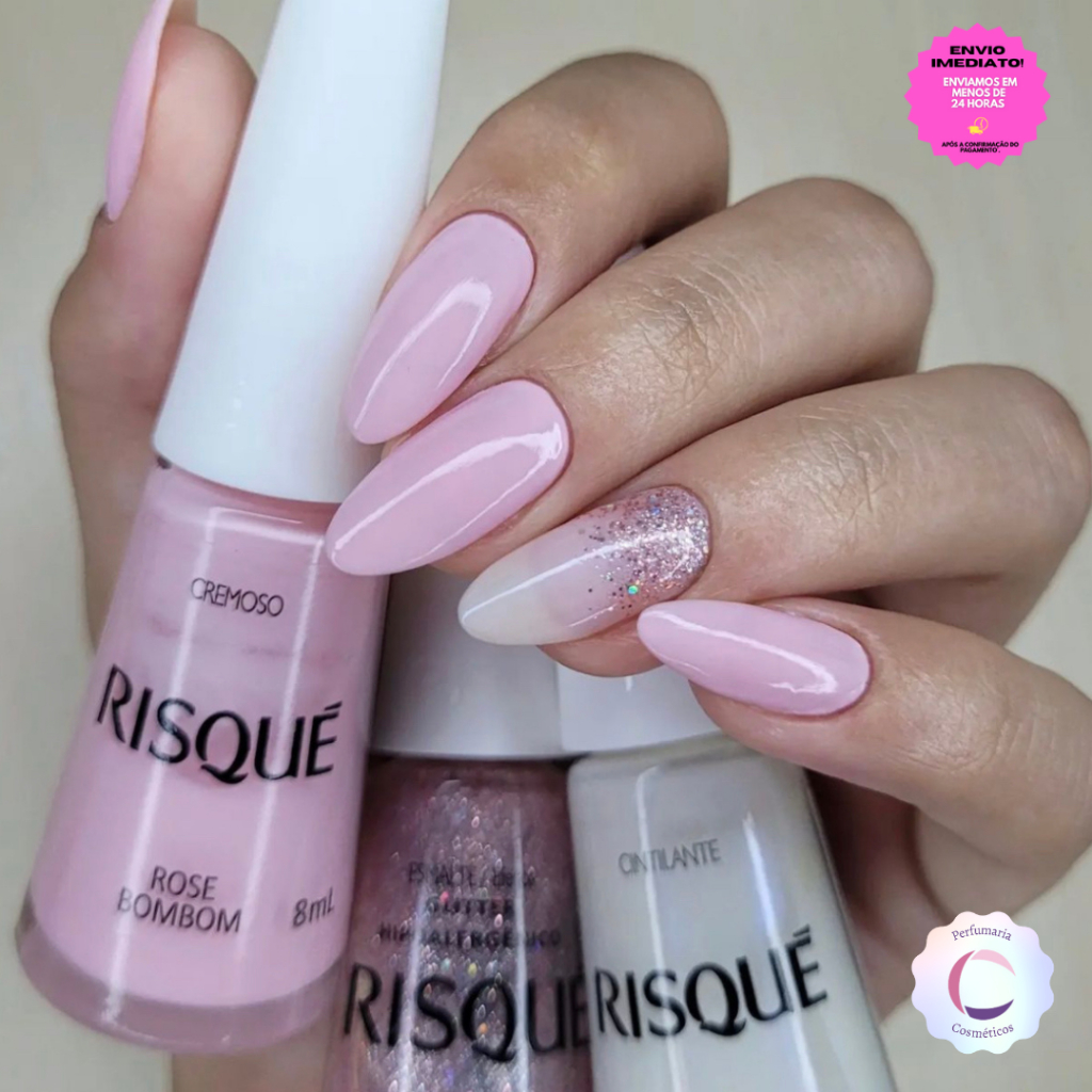 Kit Esmalte Rosa Delicado Risque c/3 (Rose Bombom, Granulado Rose ...