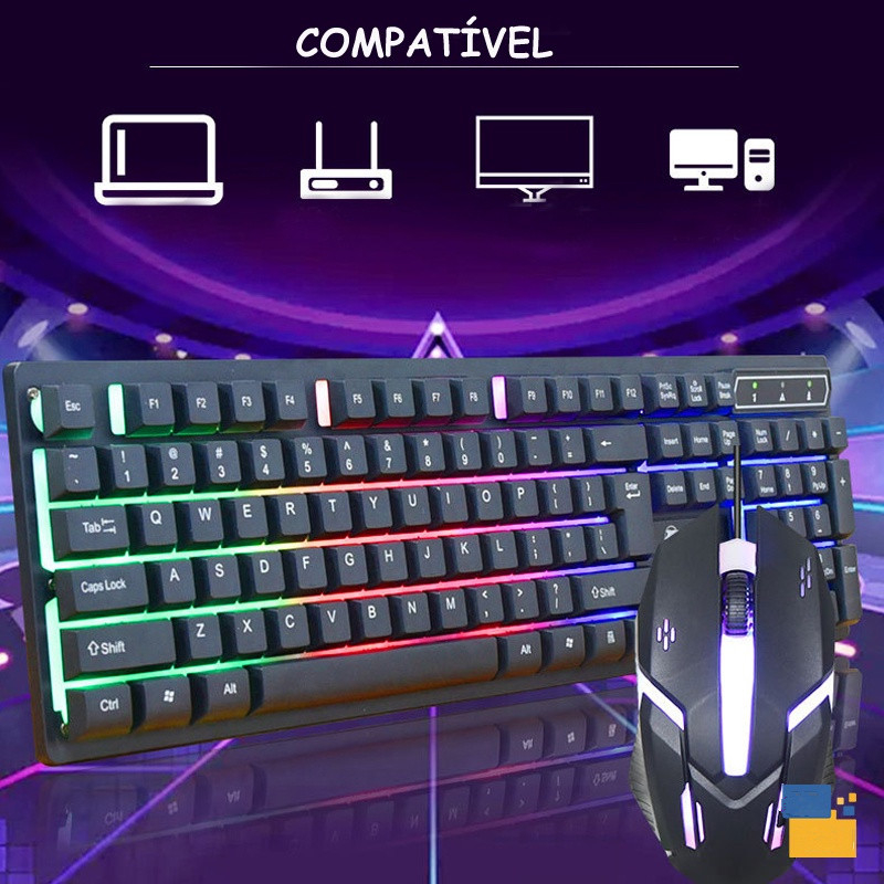 Kit Teclado + Mouse Gamer Com Led Para Jogos Games Rgb | Shopee Brasil