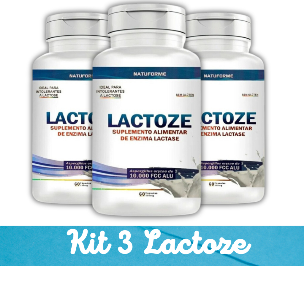 Kit 3 Enzima lactase para intolerância a lactose 180 capsulas total ...