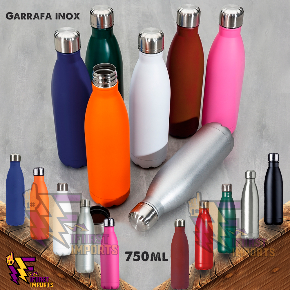 Garrafa Inox Premium 750ml Squeeze com tampa rosqueável e pintura fosca ...
