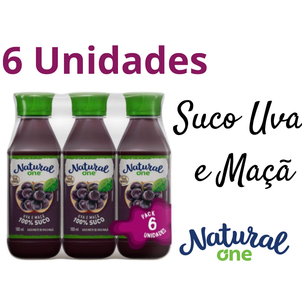 Suco de Uva Natural One 180ml - Kit 6 sucos - Suco Misto de Uva e Maçã ...