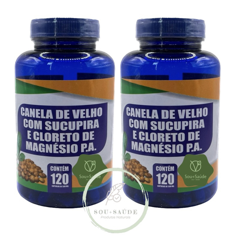 kit com 2 Canela de Velho, Sucupira e Cloreto de Magnésio PA -500Mg -120 cápsulas cada | Shopee ...