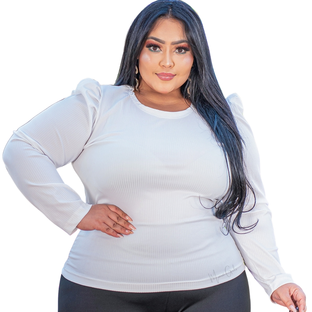 Blusa Plus size Manga Longa Feminina | Shopee Brasil