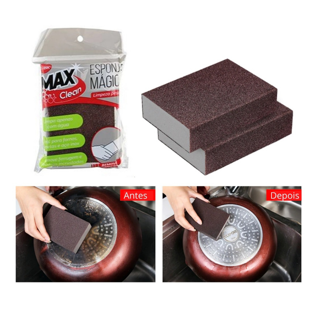 Kit com 3 Esponja Mágica Limpeza Pesada Max Clean Clink | Shopee Brasil