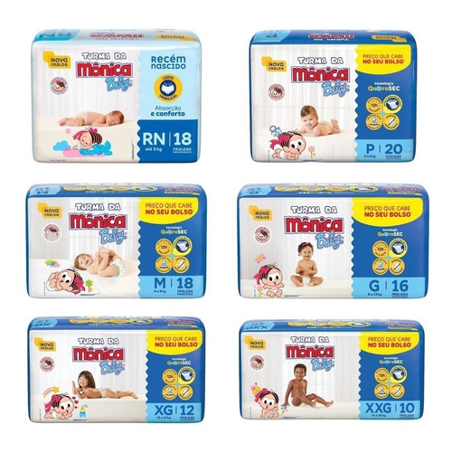 kit CHÁ fralda 2 pacotes descartável infantil turma da Mônica infantil ...