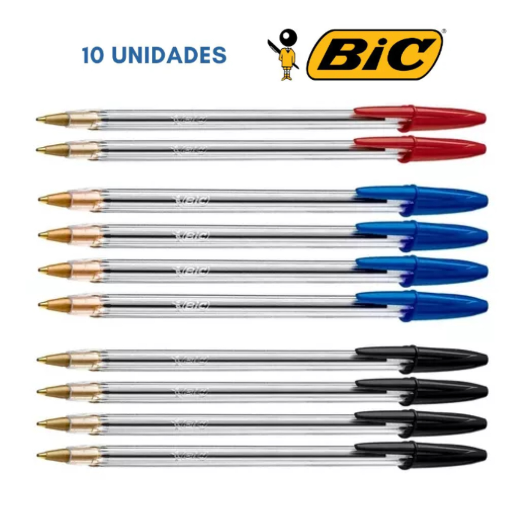 Kit 10 Canetas Bic Cristal 1.0 Média Bic | Shopee Brasil