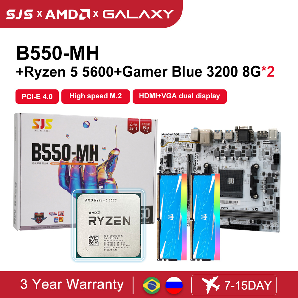 Kit Upgrade B550 Ryzen 5 5600 AMD Processor Micro-ATX B550 DDR4 64G DDR4 3200MHz | Shopee Brasil
