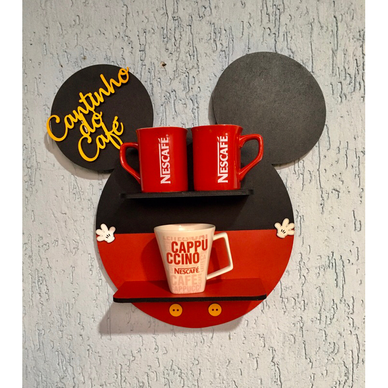 Prateleira e Suporte Cantinho do Café Mickey e Minnie Mdf Disney ...