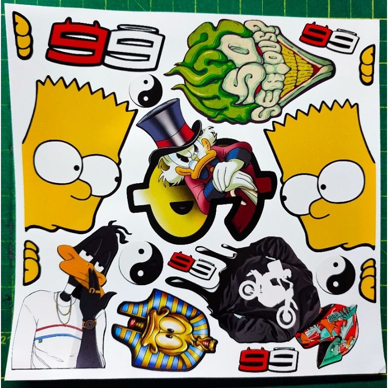 Adesivo cartela kit figurinha , haha goku bart 59D cifrão grau Moto ...