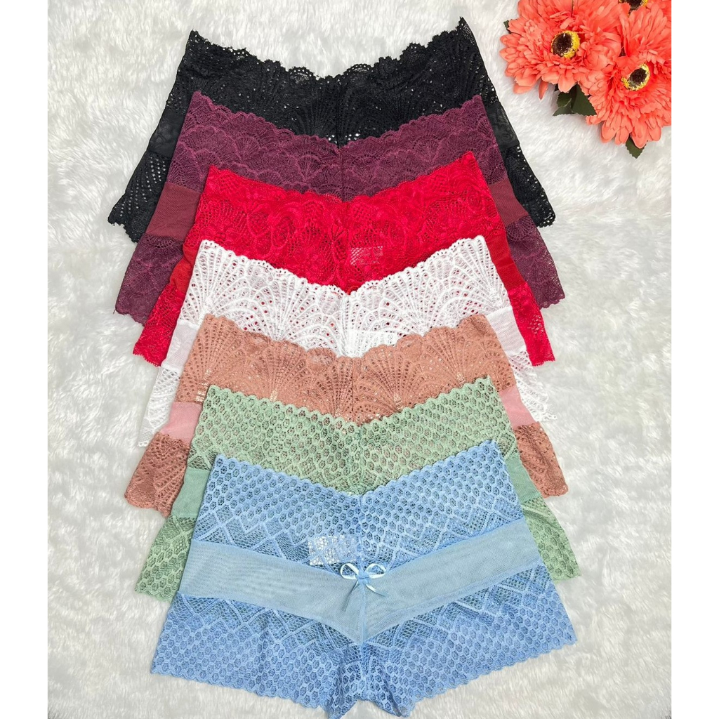 Kit 5 Calcinhas Calesson Tanga Shortinho em Renda ref 261 | Shopee Brasil