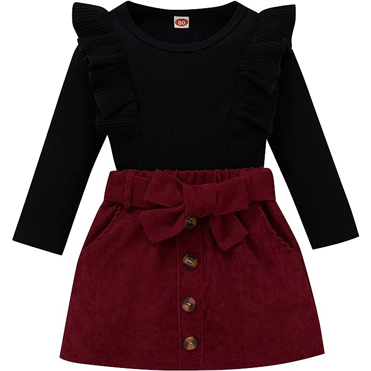 Moda Infantil Conjunto de Saia Vinho Blusa Infantil Feminina - Moda ...
