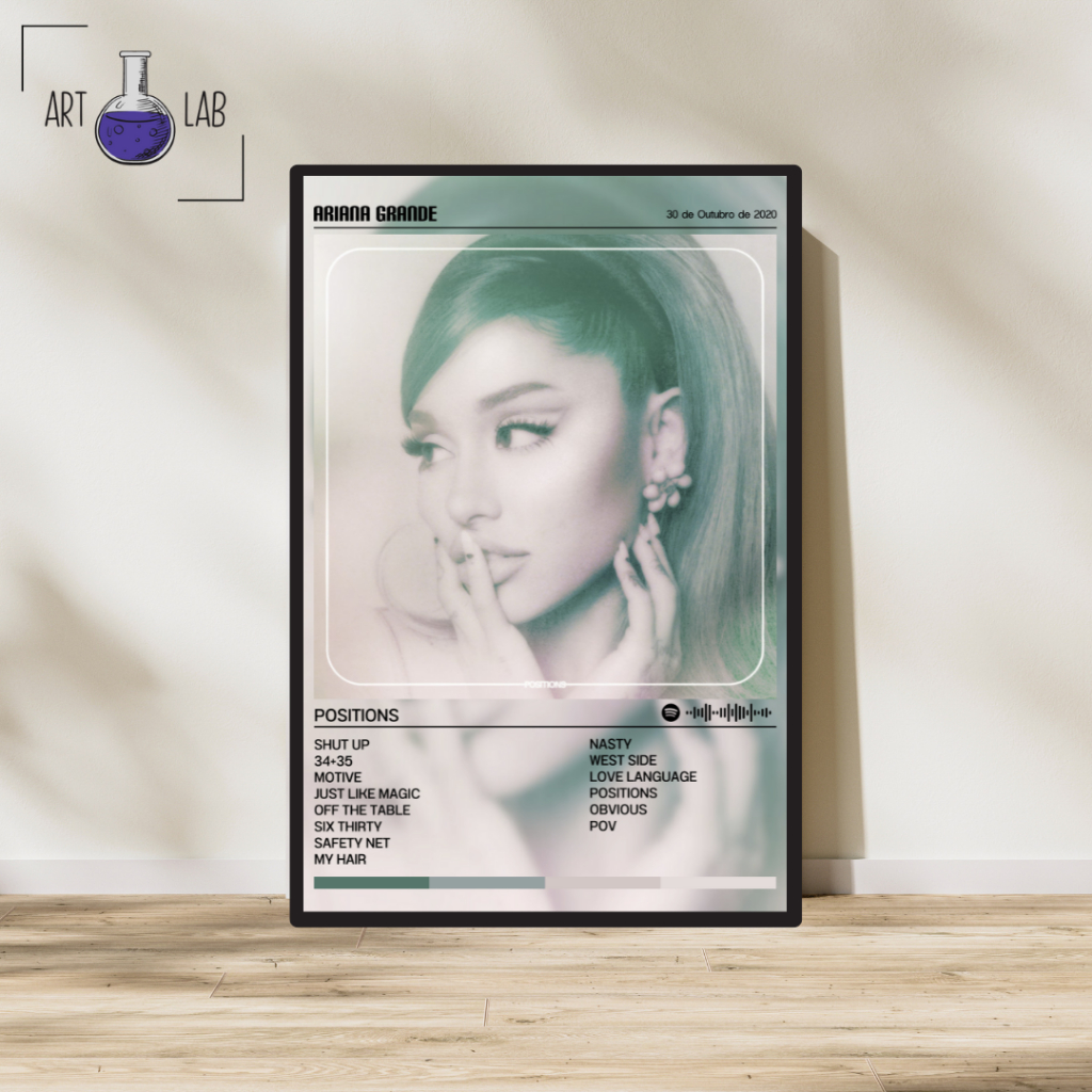 Quadro decorativo álbum Spotify Ariana Grande Positions moldura e vidro ...