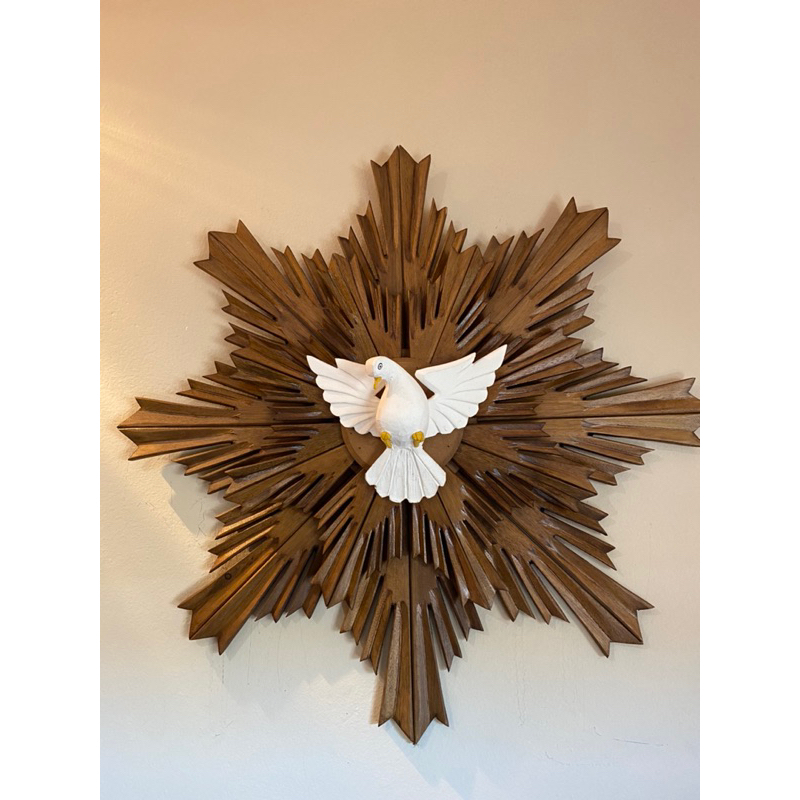 Lindo Resplendor do Divino Espirito Santo em madeira raios duplos 80 x ...