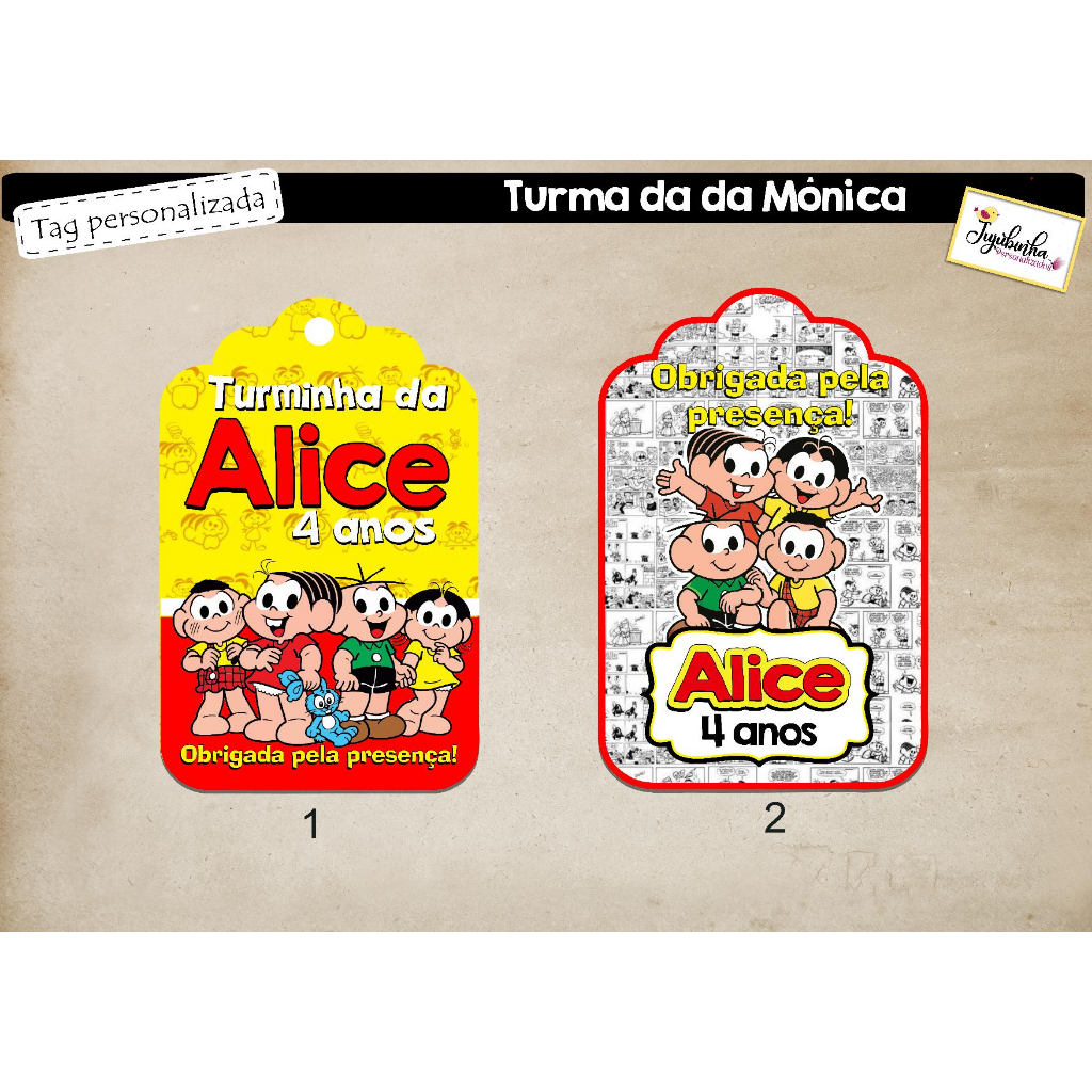 TAG LEMBRANCINHA TURMA DA MÔNICA - TAG DE AGRADECIMENTO - TAG COM FURO ...