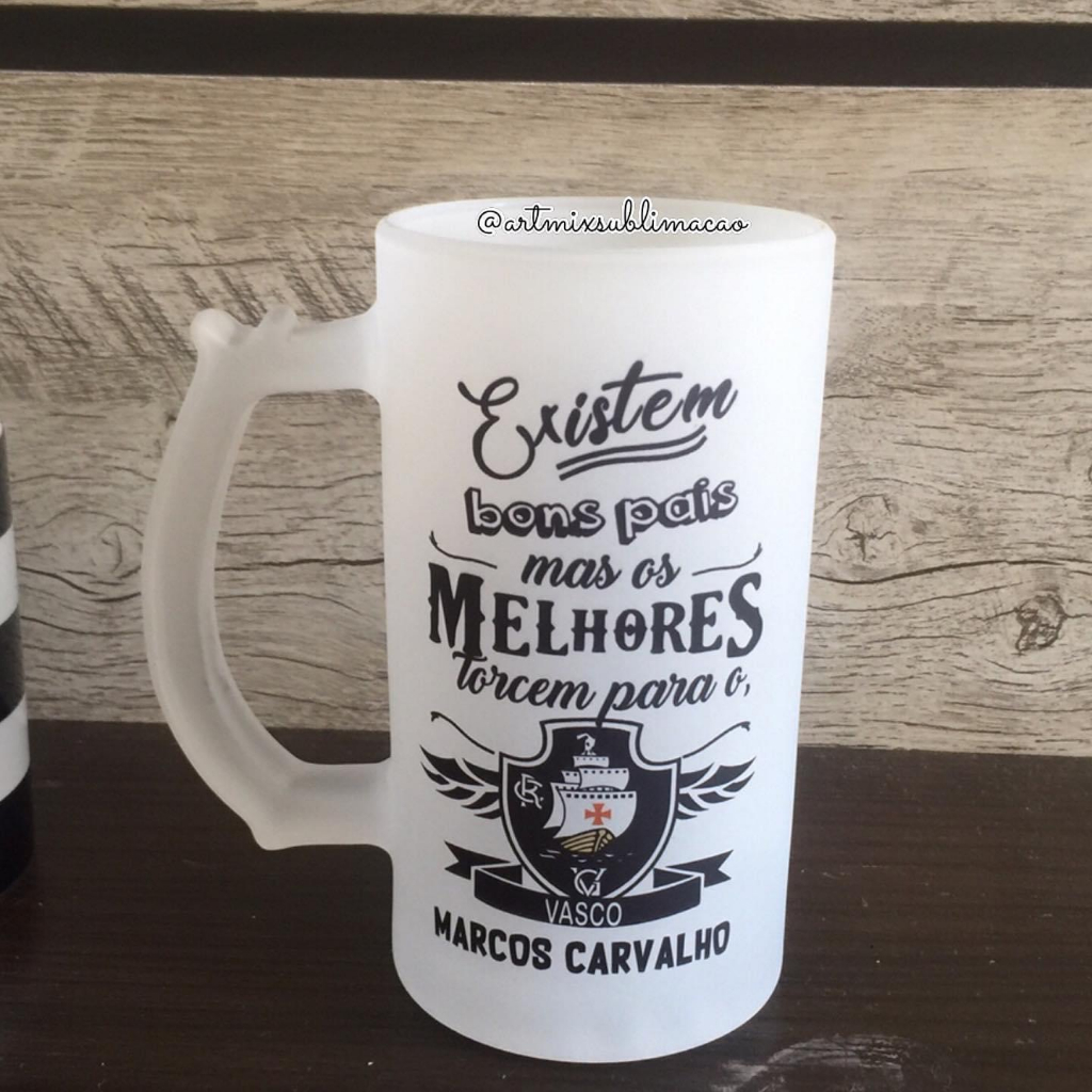 Caneca Chopp Vidro Jateada 475 ml Personalizada Vasco da Gama com nome | Shopee Brasil