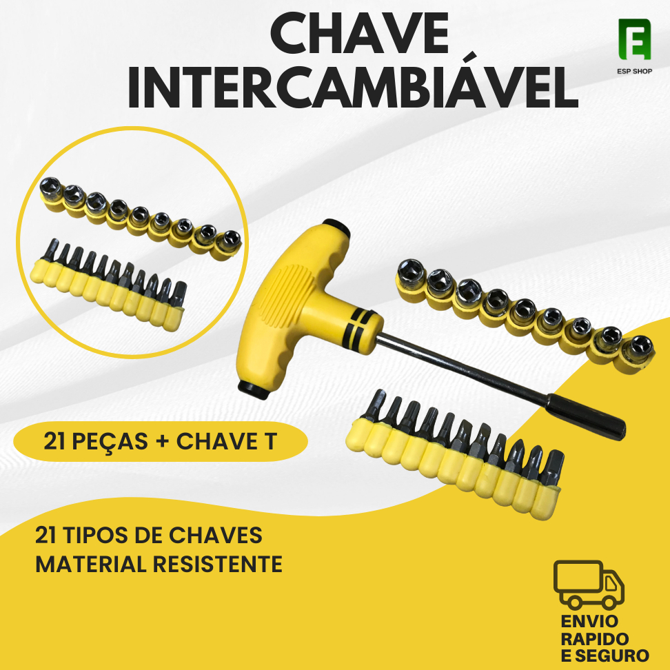 Kit com 21 peças Chave Philips Fenda Intercambiável Bits Chave T ...