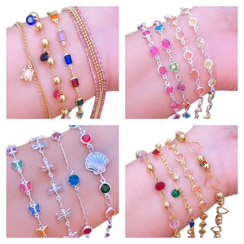 Kit com 4 pulseiras prata ou dourado | Shopee Brasil