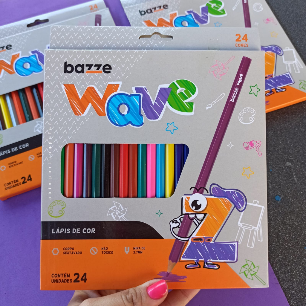 Lápis de cor Wave 24 cores - Bazze | Shopee Brasil