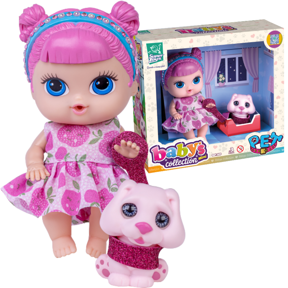 Boneca Baby Bebê Collection Menina Cachorrinho - Supertoys | Shopee Brasil