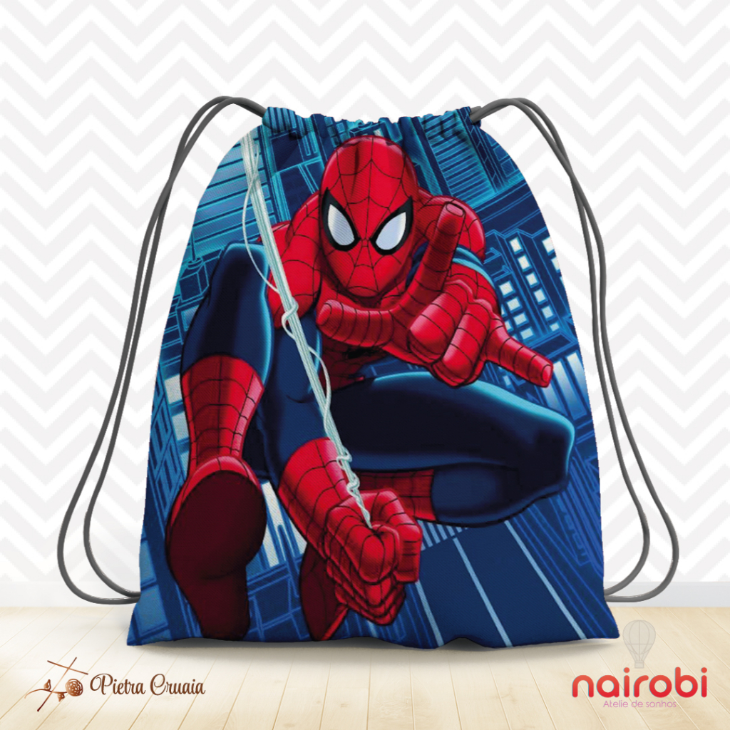 Kit com 5 ou 10 unid. iguais de Mochila Saco Homem Aranha/ Spider Man ...