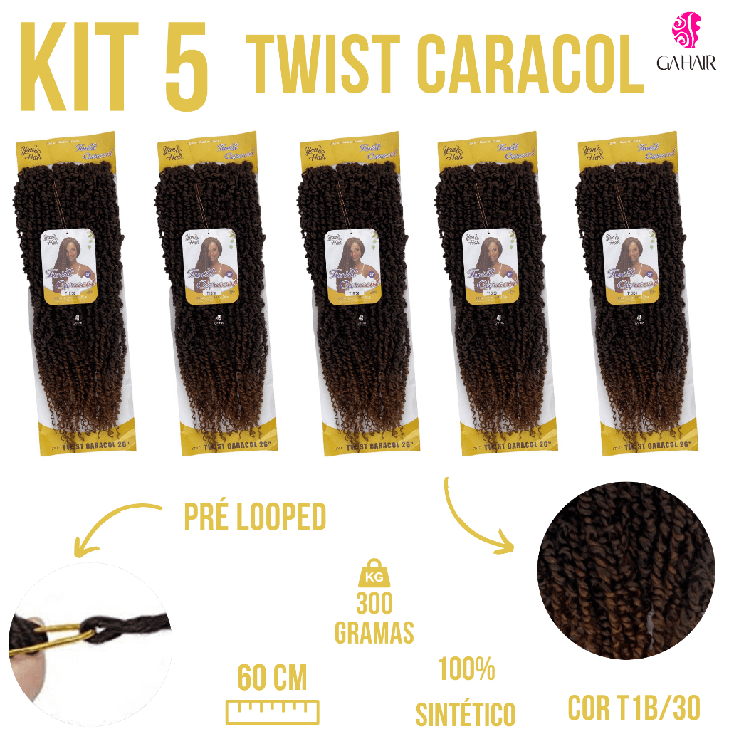Kit 5 Cabelos Sintetico Para Crochet Braids - Yan Hair- Twist Praia ...