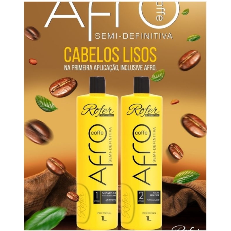Kit Escova Semi Definitiva Alisamento Afro Rofer Profissional 2x 1L ...