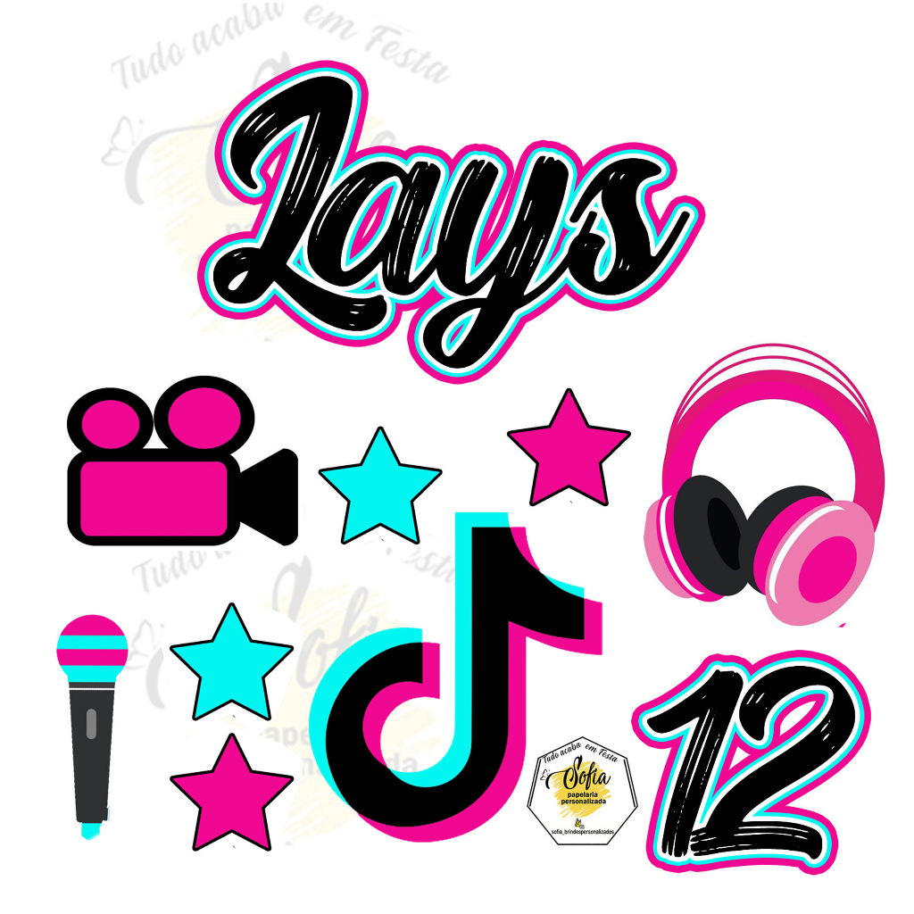 Topo de bolo tema TIKTOK 01 Topper personalizado tik tok | Shopee Brasil