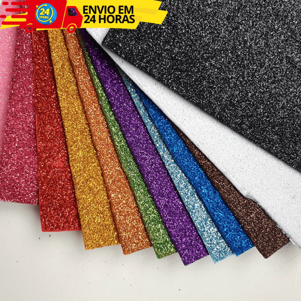 Papel EVA Liso E Com Glitter Todas As Cores Para Escola E Artesanato ...