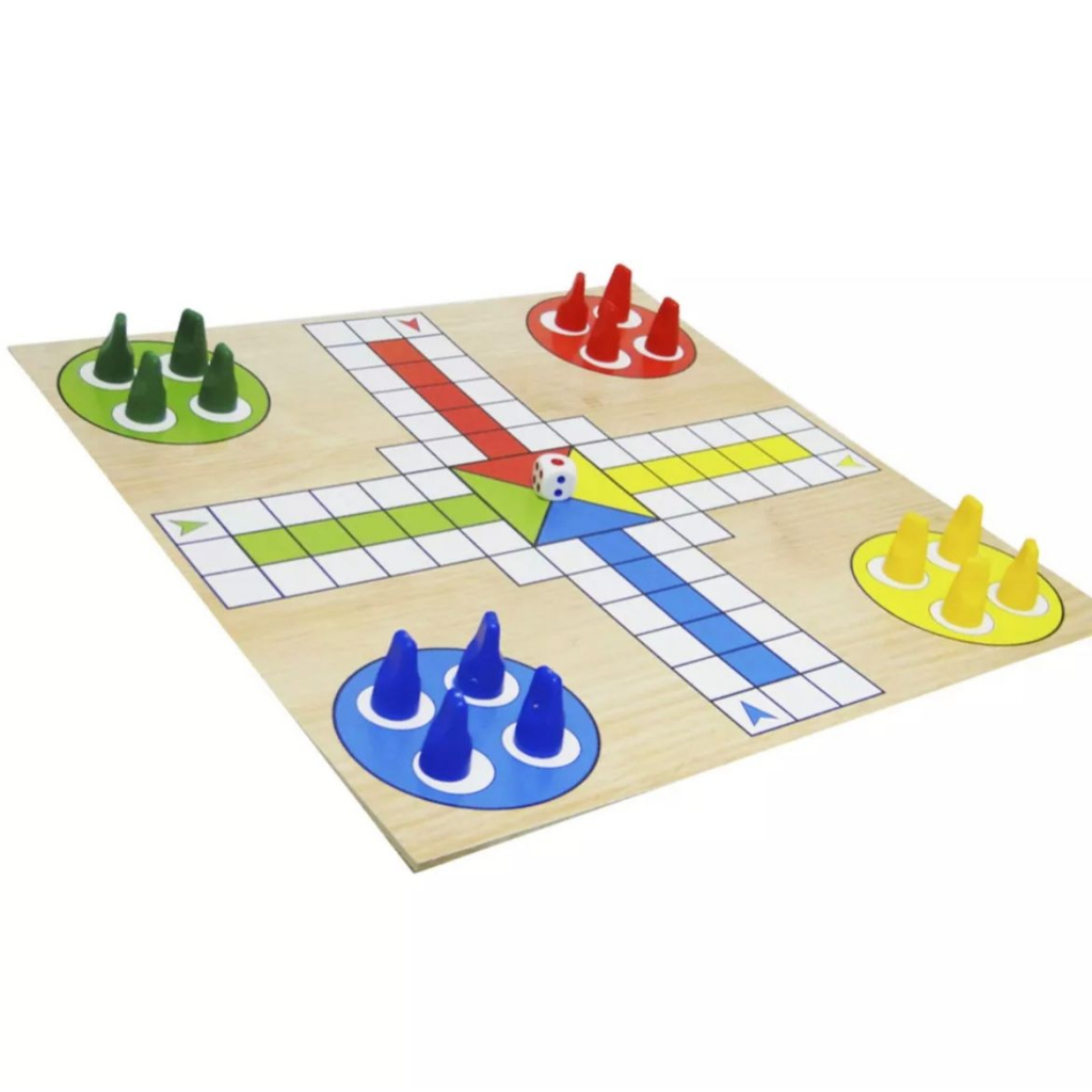 JOGO LUDO COM TABULEIRO DE MADEIRA MDF + 1 DADO E 16 PINOS | Shopee Brasil