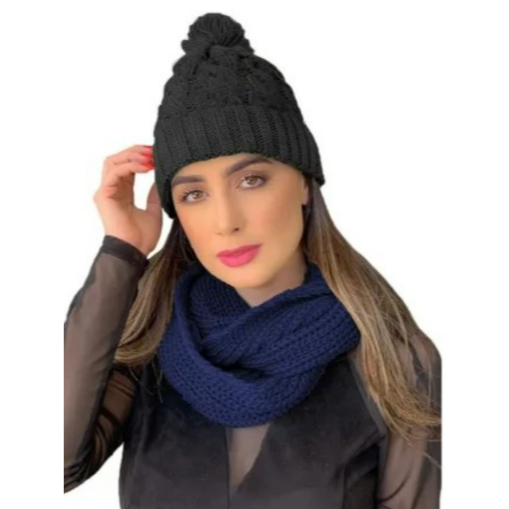 Touca Moda Feminina Frio Inverno Trançada Linda Lã Frio Inverno Várias ...