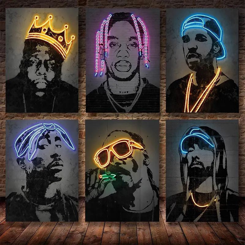 Quadro Decorativo Neon Rappers Hip-hop Rap Lindo - Faz a Boa!