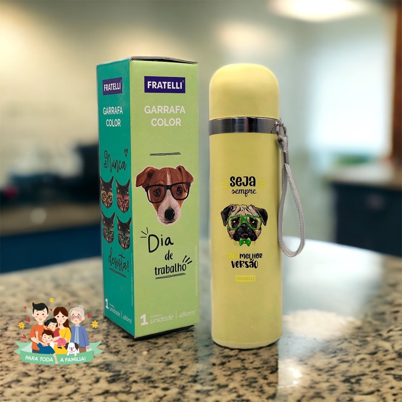 Garrafa Color Estampa Pet Inox 480ml - Amarelo | Shopee Brasil