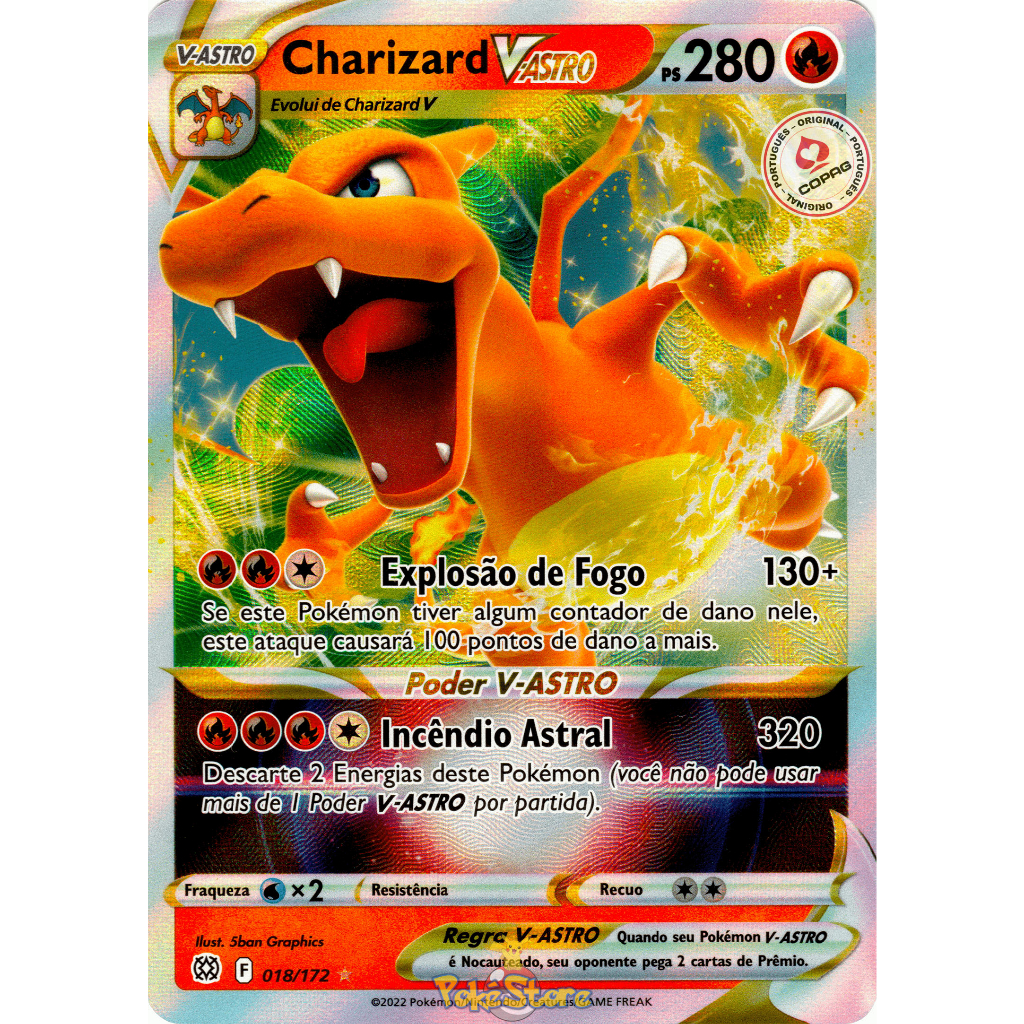 Carta Pokemon Charizard V Astro Português Card Original Copag | Shopee ...