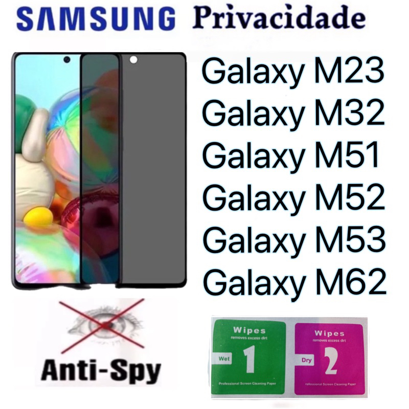 película de vidro 3D privacidade pra Samsung Galaxy M23 M32 M51 M52 M53 M62 | Shopee Brasil