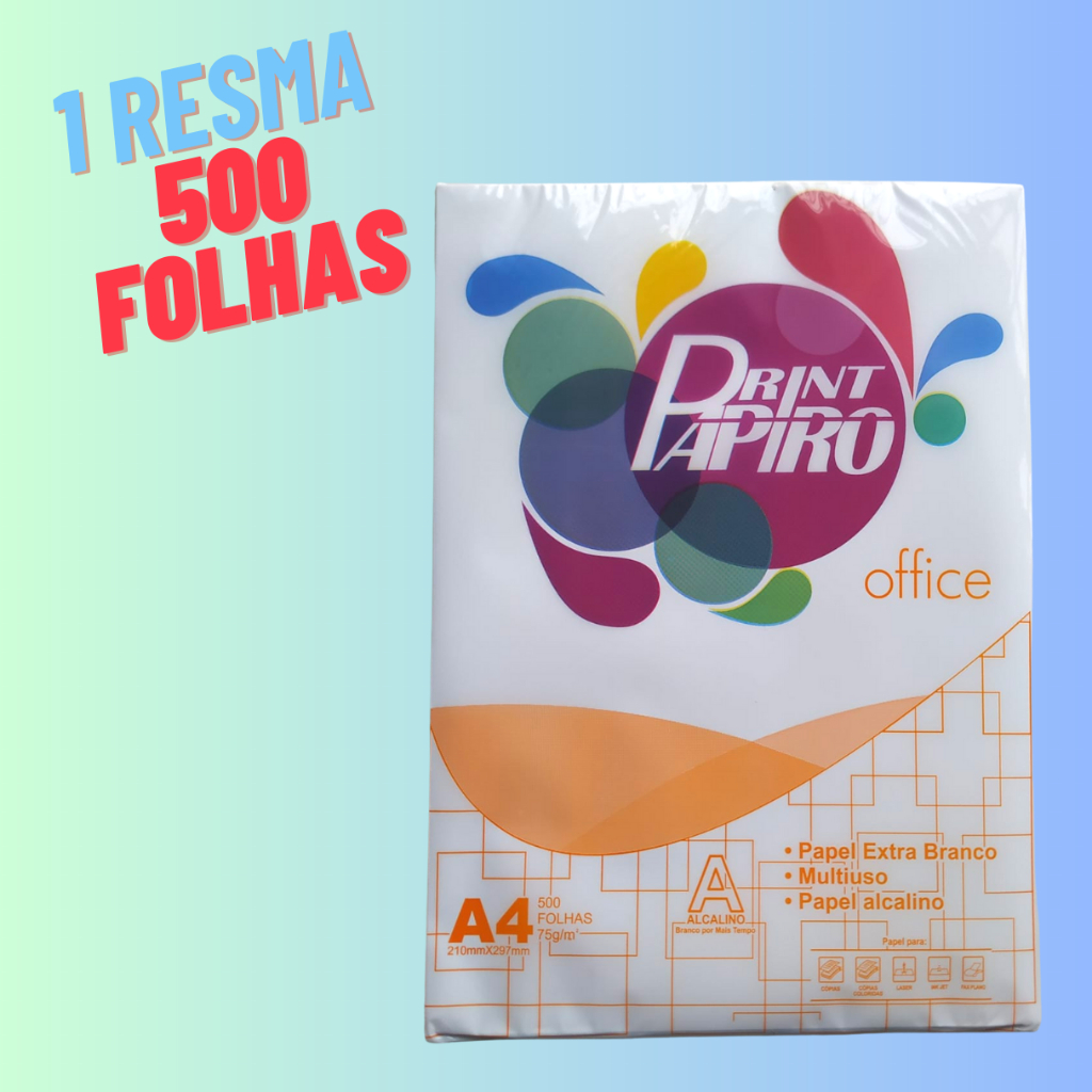 Papel Sulfite A4 Print Papiro 500 folhas 75g COM NOTA FISCAL | Shopee ...