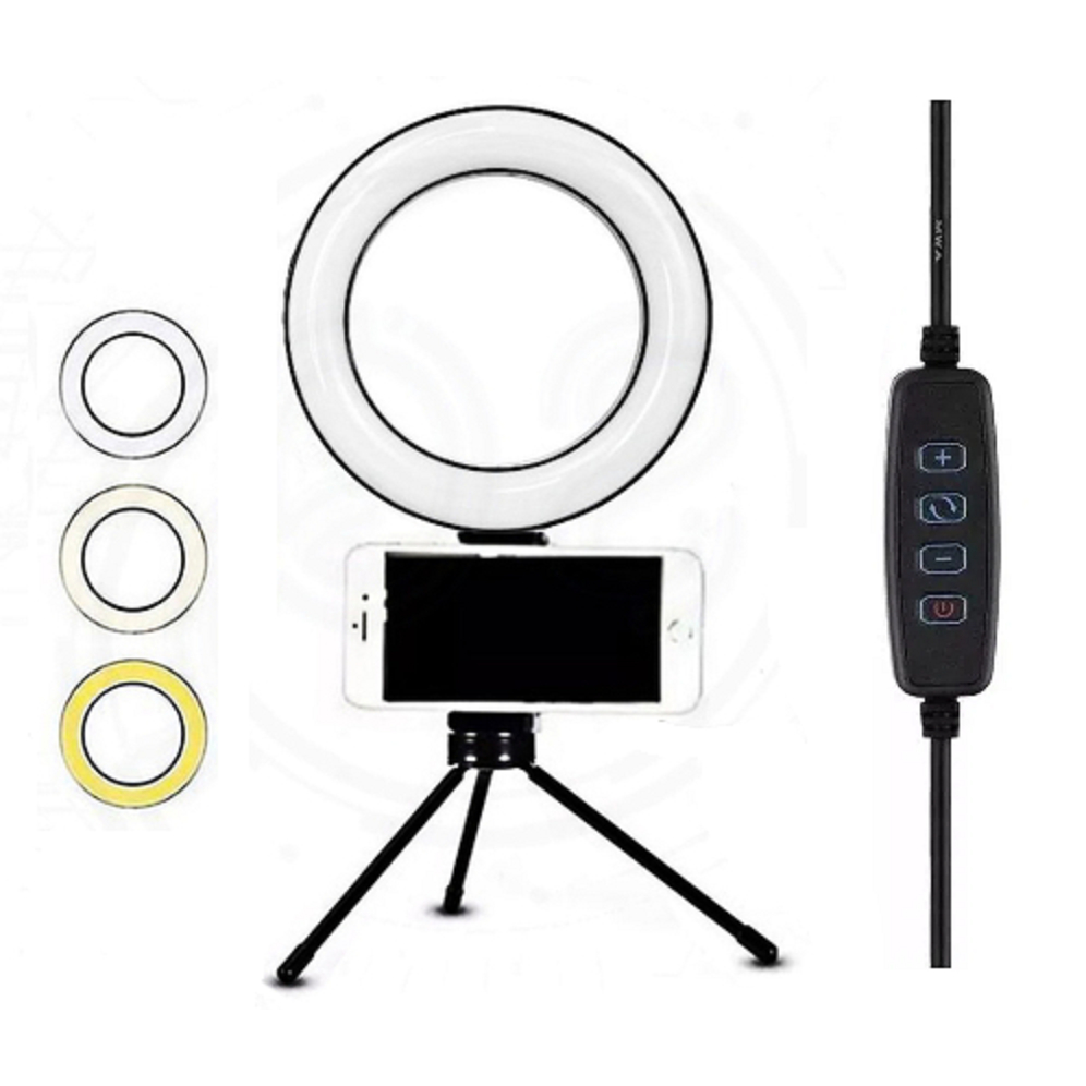 Iluminador Ring Light 6 Polegadas com Tripe e Suporte para Celular | Shopee Brasil
