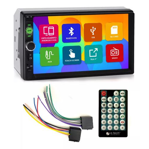 Central Multimídia Mp5 7 Universal E-tech Light Bt C/ Botão | Shopee Brasil