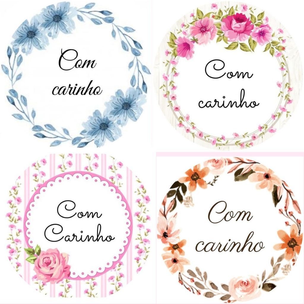 Adesivos - Com Carinho - 5cm - 04 Modelos Sortidos - 30 adesivos de cada modelo - 120 unidades ...