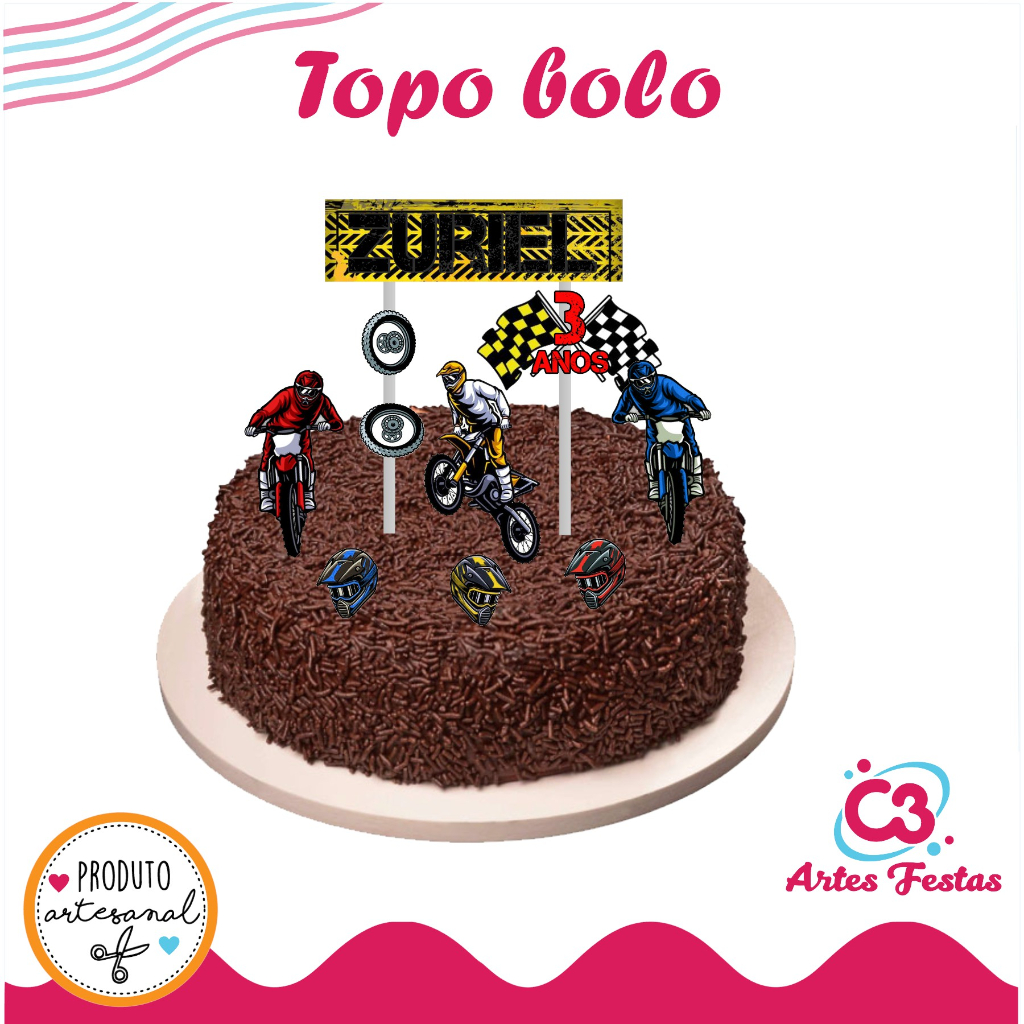 Topo de bolo Motocross Motos Personalizado Fazemos todos os temas ...