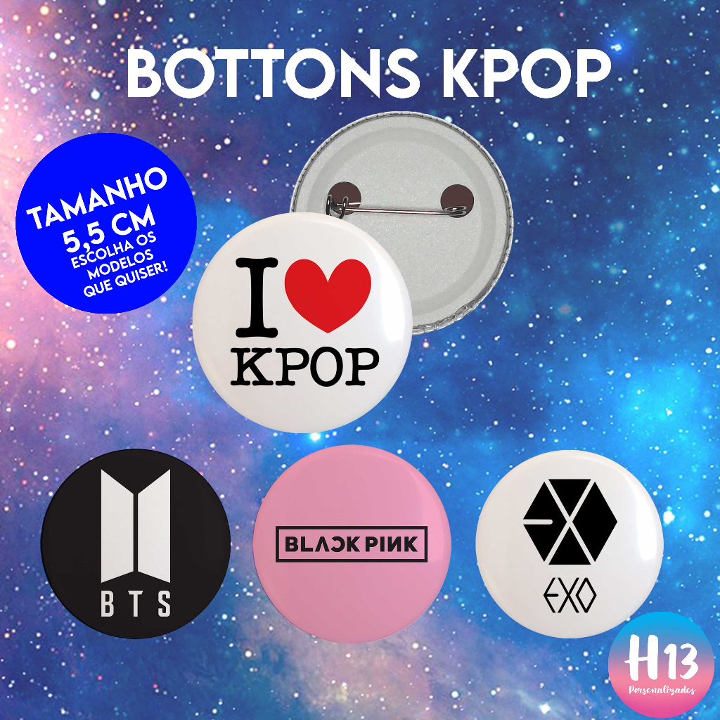 Kit Bottons Bandas KPOP 30/35/40/45/50 unidades tamanho 5,5 cm K-POP ...
