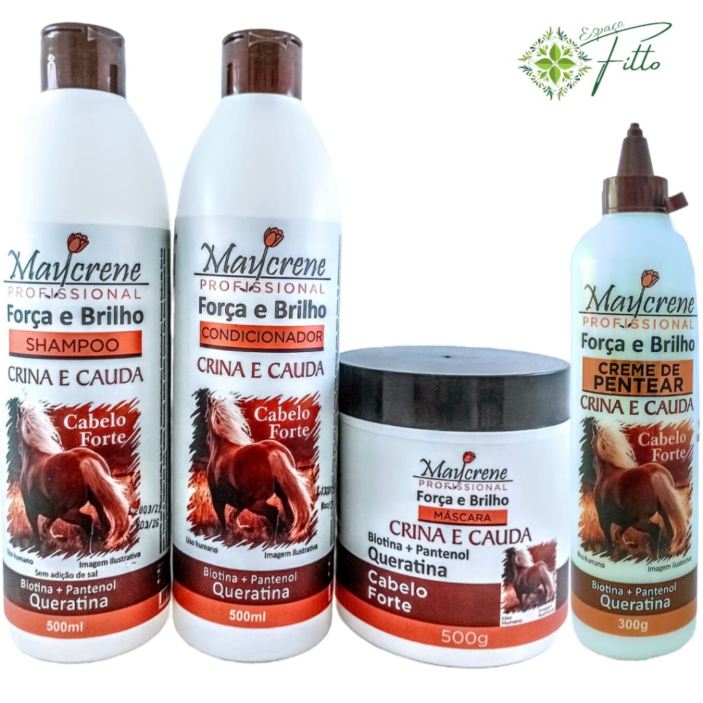 Kit Crina E Cauda Brilho E Força + Creme De Pentear Maycrene | Shopee ...