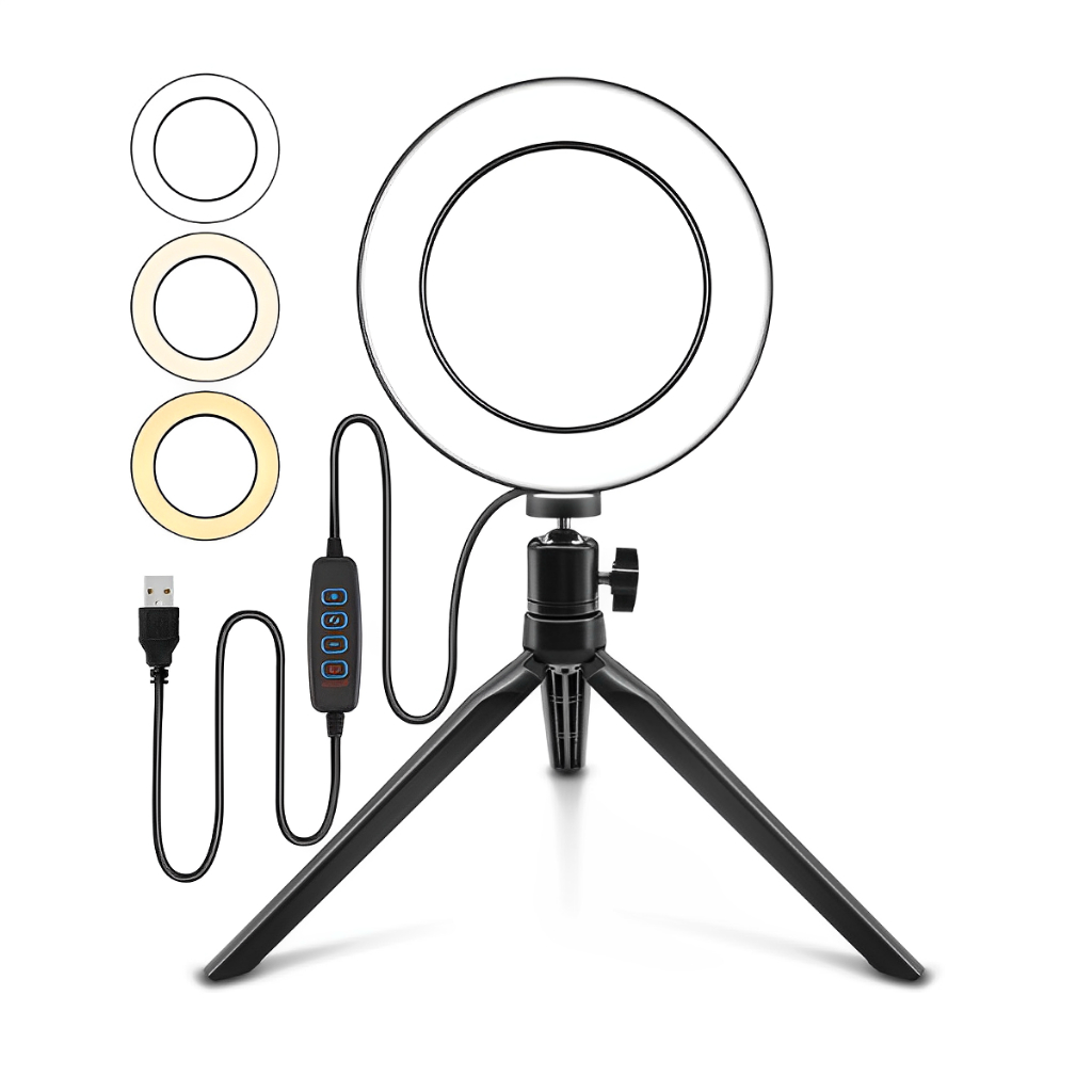 Ring Light De Mesa Iluminador De Led Tripé 6 Polegadas 16cm | Shopee Brasil