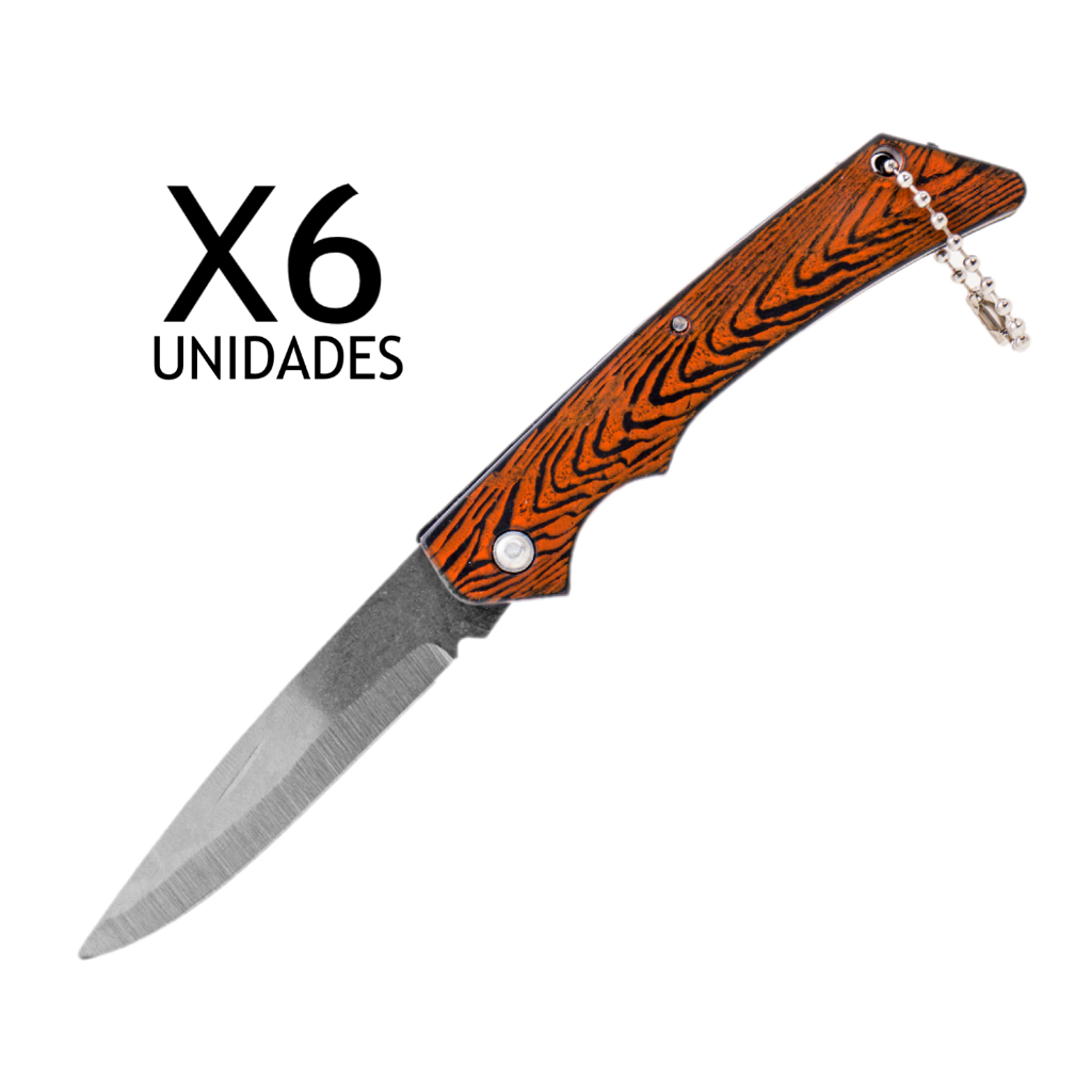 Kit 6 Canivetes Cabo Amadeirado Camping Pesca | Shopee Brasil