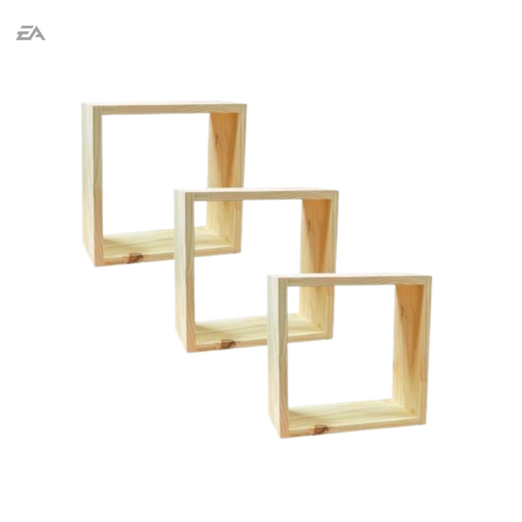 Nichos De Madeira Sem Fundo Quadrado Rustico Kit Com 3 | Shopee Brasil