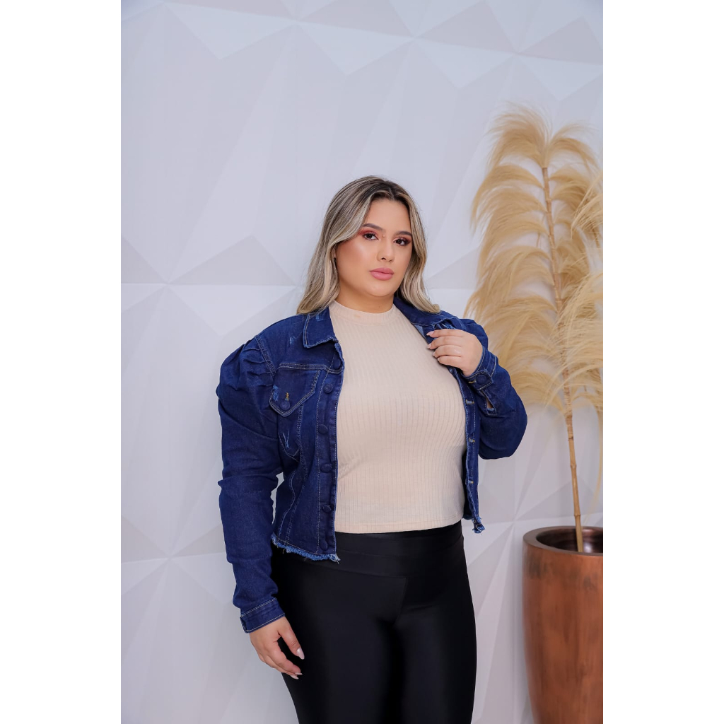 Jaqueta Jeans Plus Size Feminina Com Lycra Manga Princesa Tamanhos ...